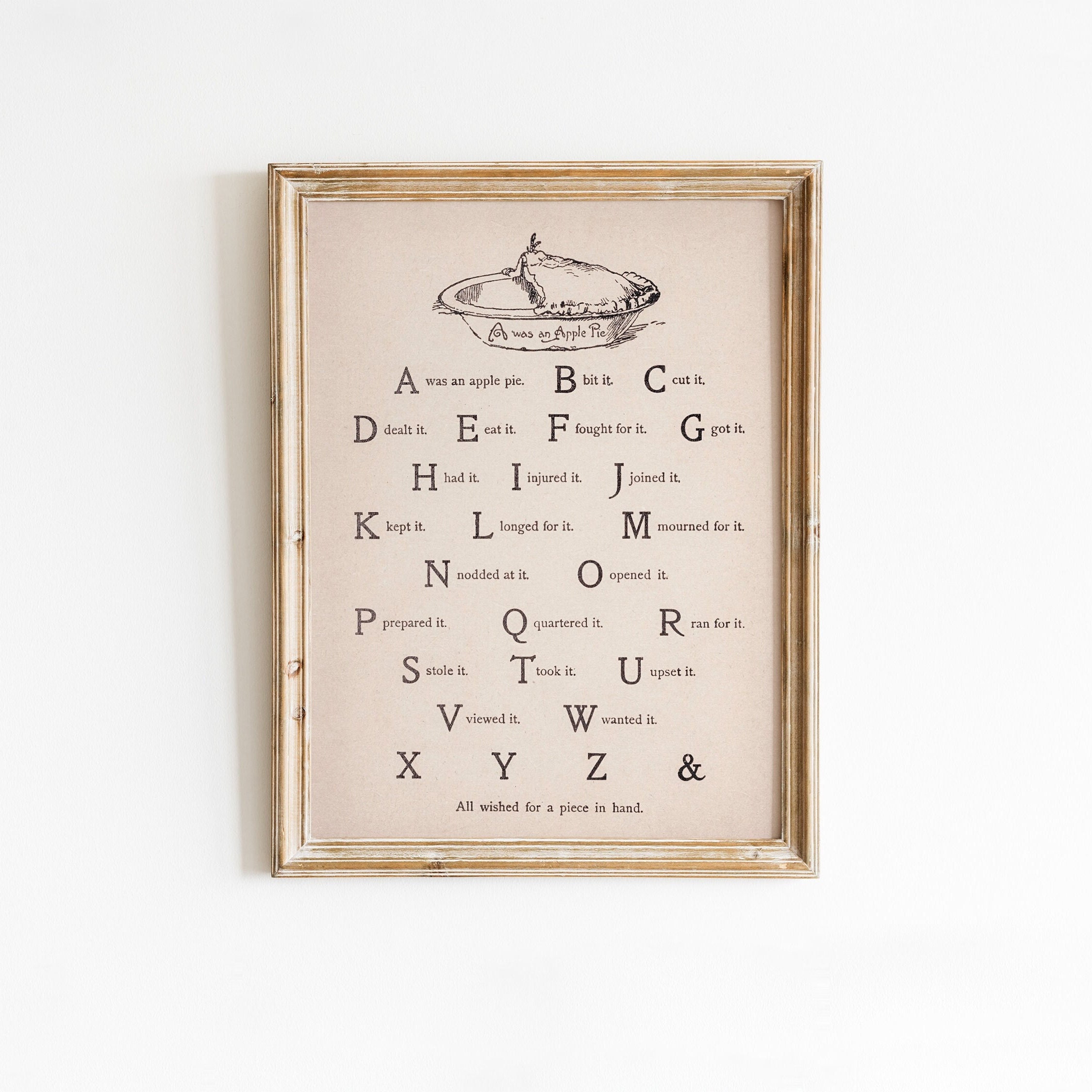 Alphabet Illustration Nursery Wall Art, Vintage Black & White ABC ...