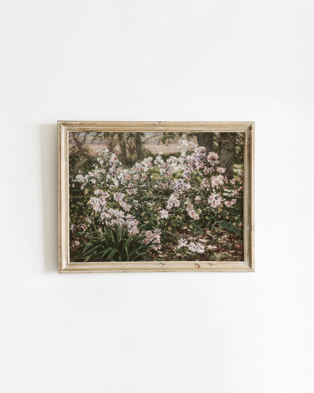 Vintage Spring Flowers Landscape Painting, English Cottage Garden ...