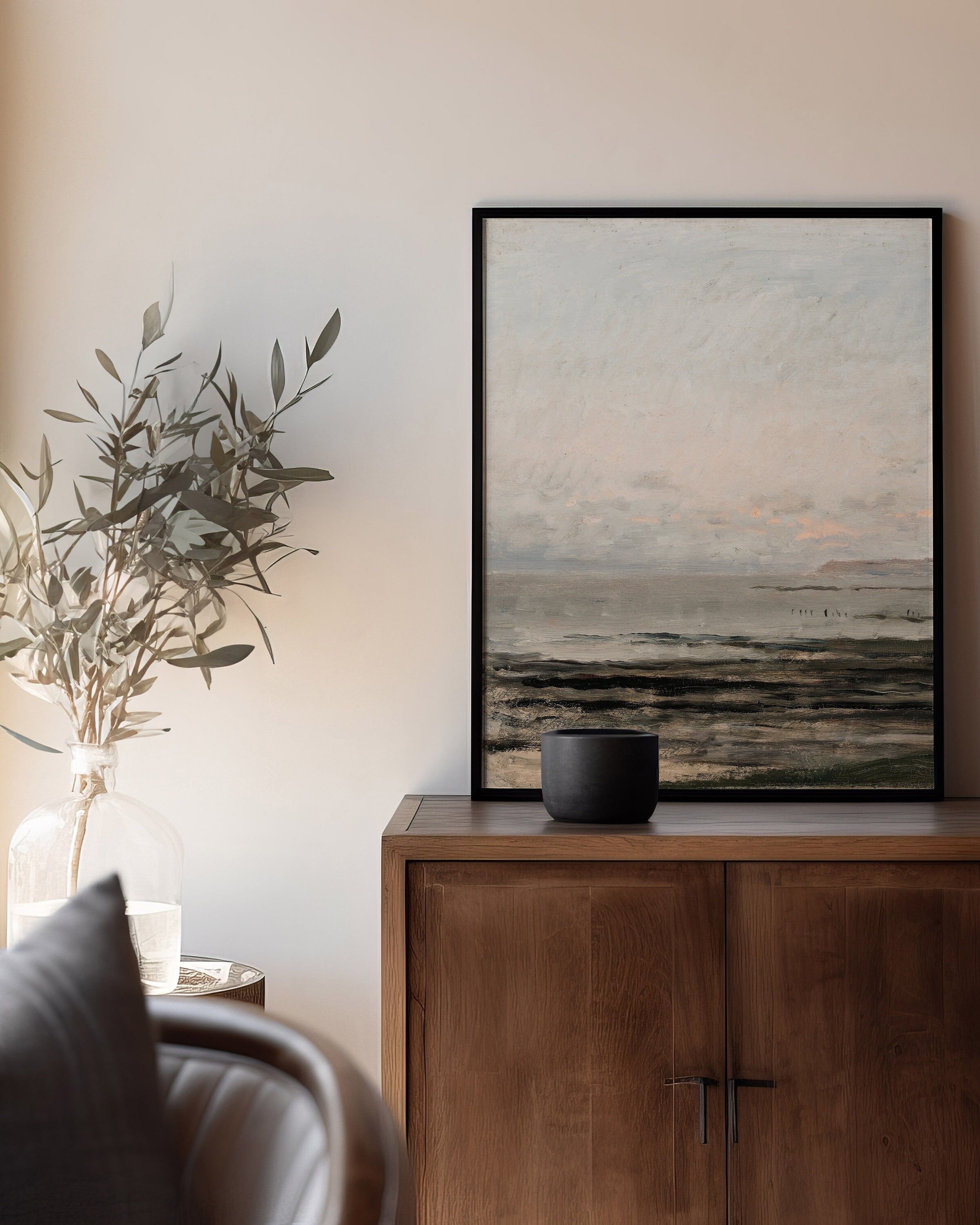 Vintage Coastline Painting Gallery SET of Two, Coastal Diptych Artwork ...