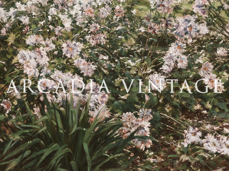 Vintage Spring Flowers Landscape Painting Cottage Decor - Etsy
