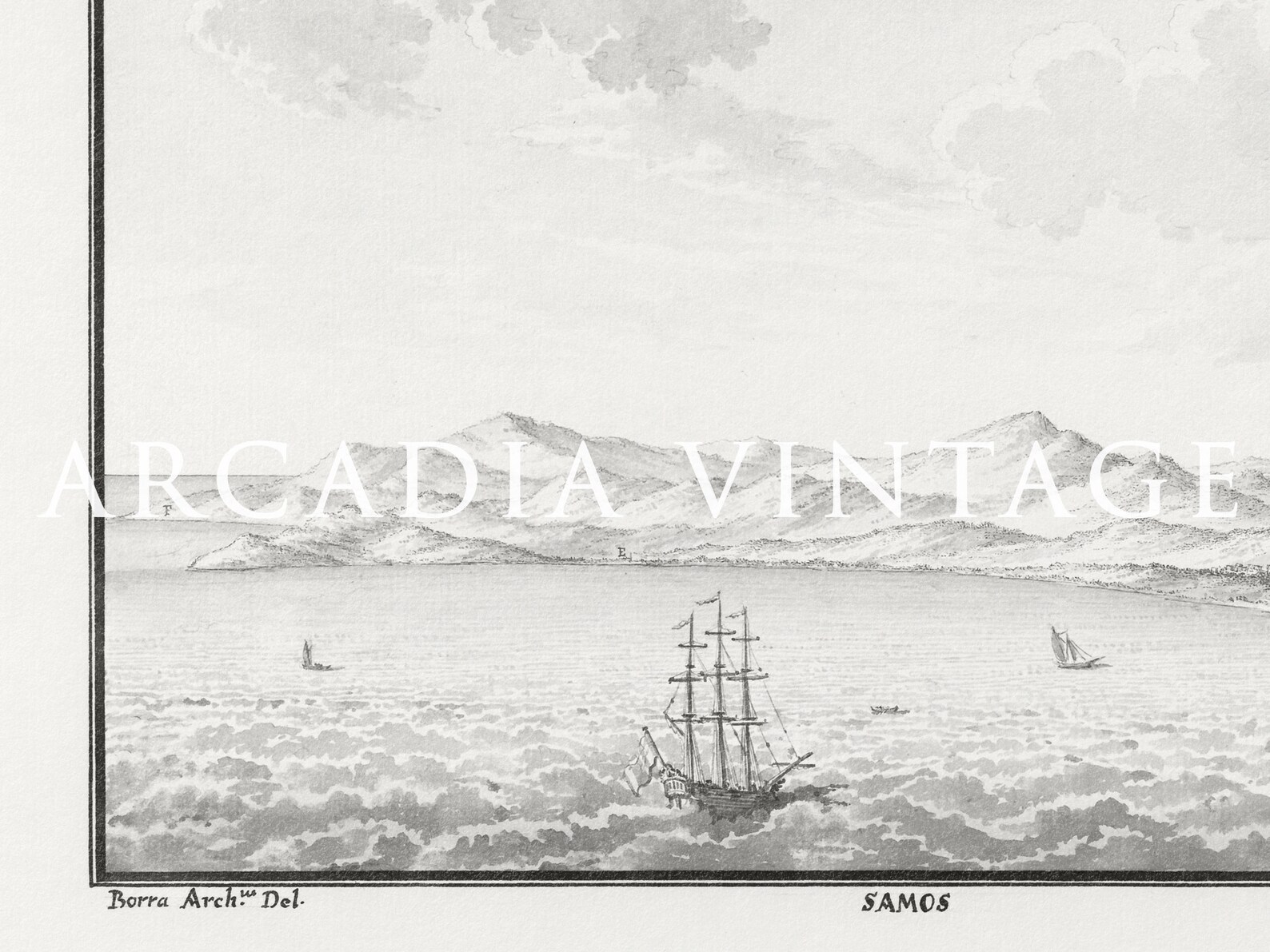 Classic Nautical Etchings Gallery SET of Two Vintage Seascape Art ...