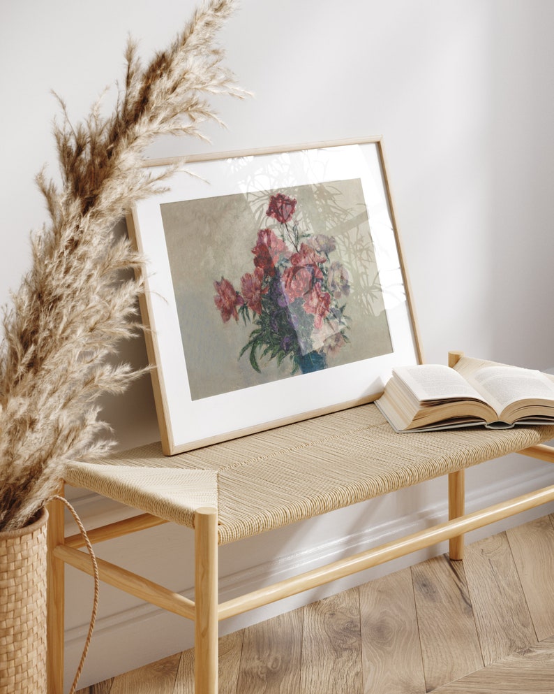 Roses & Violets Still Life Painting, Antique Floral Artwork, Country ...