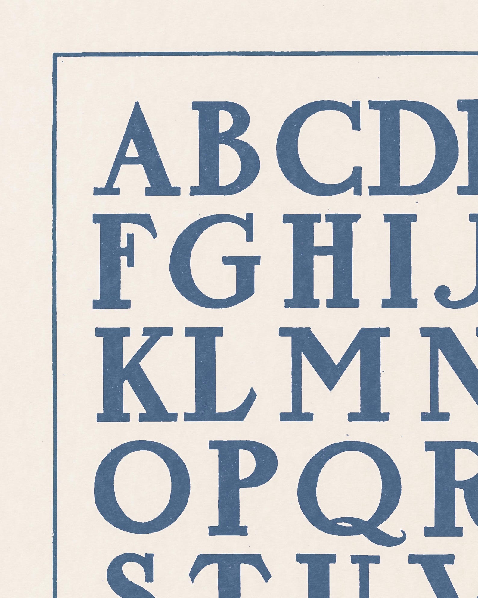 Alphabet Poster Print, Navy Blue ABC Chart, Vintage Nursery Letter ...