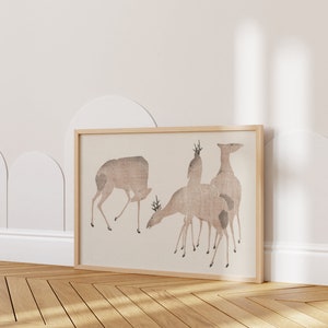 Vintage Japanese Deer Woodblock Print, Woodland Creatures Nursery Theme ...
