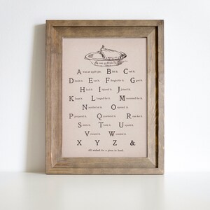 Alphabet Illustration Nursery Wall Art, Vintage Black & White ABC ...