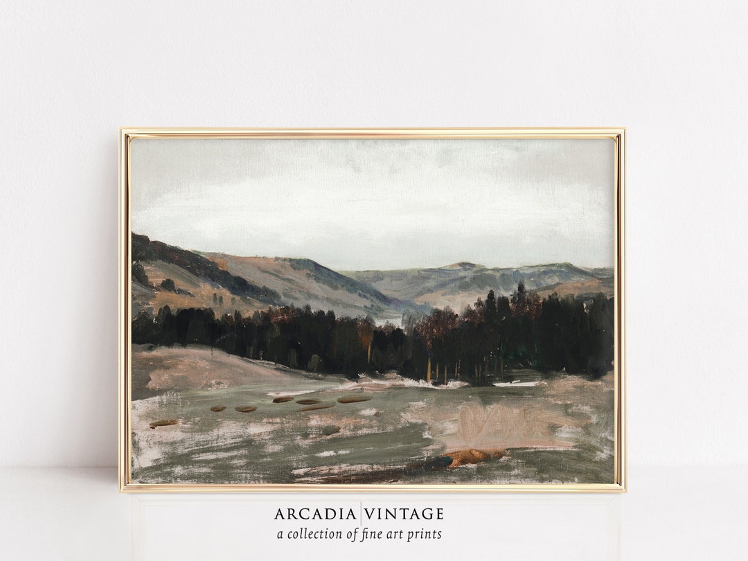 PRINTABLE Vintage Landscape Oil Painting Rustic Country Art Print ...