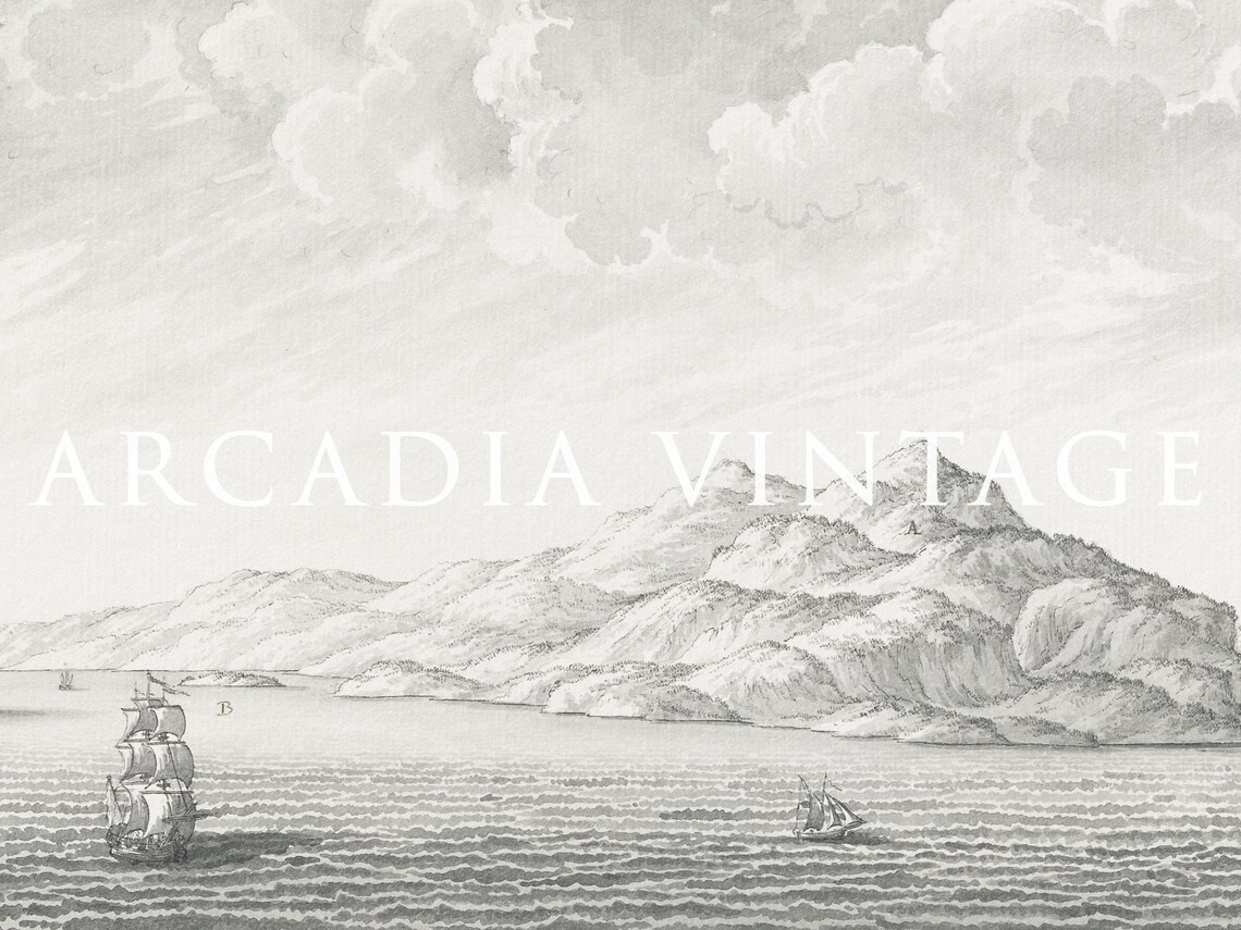 Classic Nautical Etchings Gallery SET of Two Vintage Seascape Art ...
