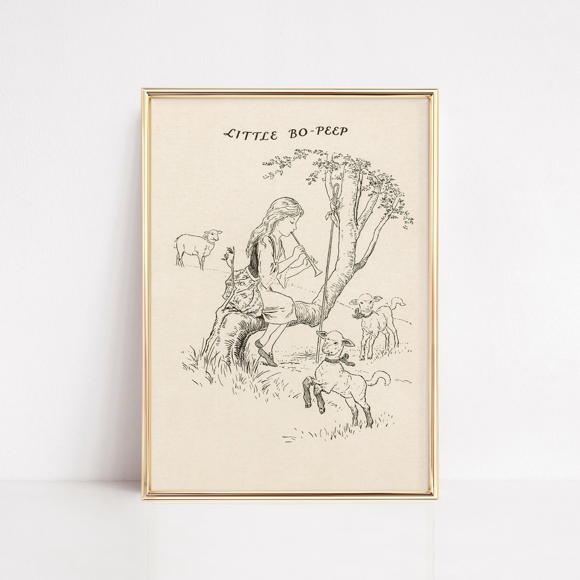 Little Bo Peep Art Print, Vintage Girl's Room Decor, Digital Printable ...