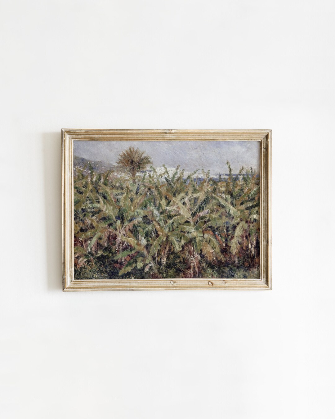 Tropical Palms Landscape Painting, Vintage Banana Tree Grove Artwork ...