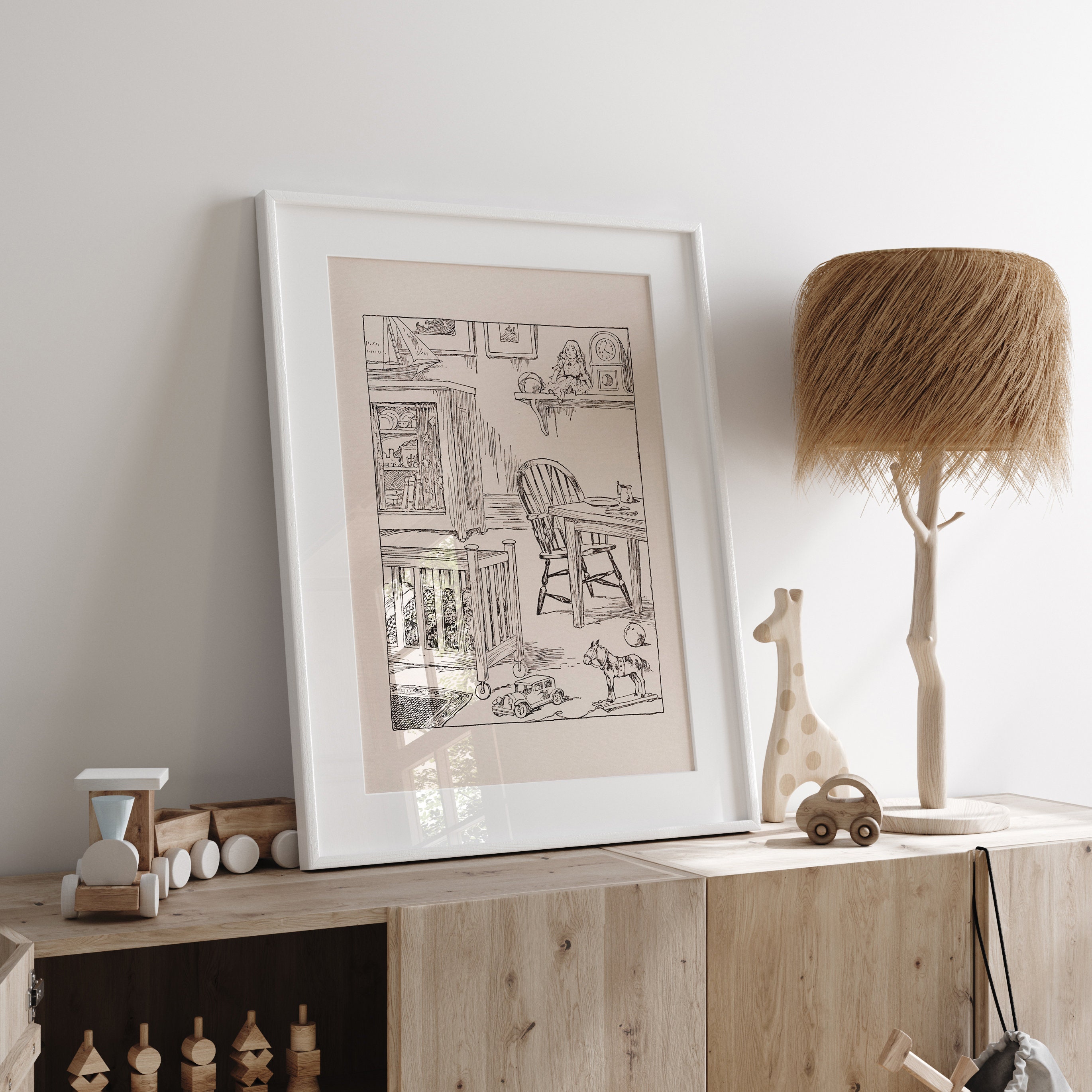 Vintage Illustration of Classic Children's Toys, Playroom Art Print ...
