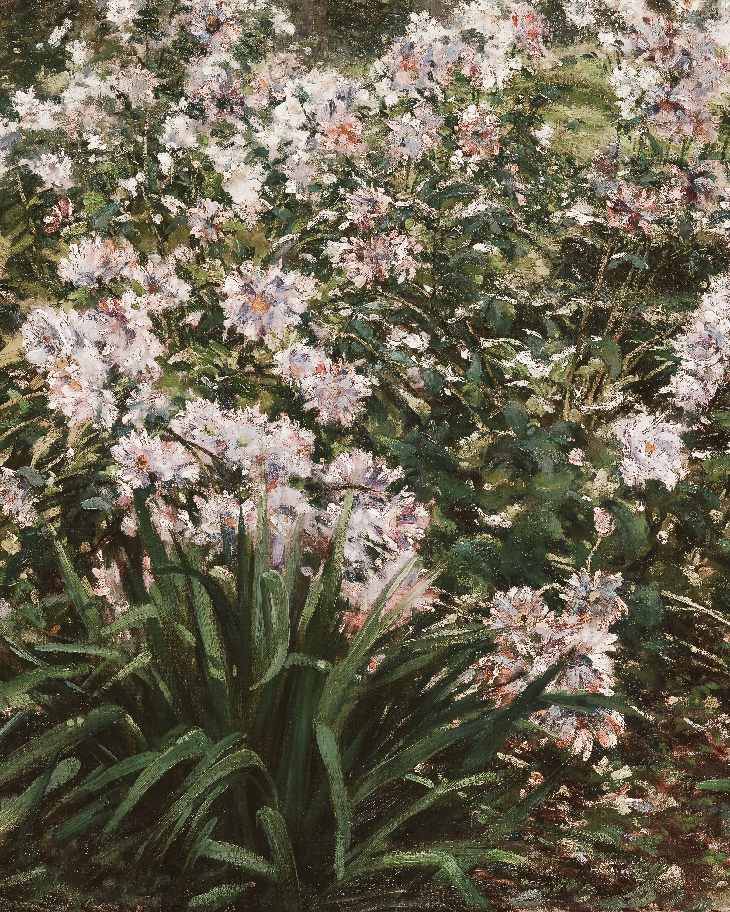 Vintage Spring Flowers Landscape Painting, English Cottage Garden ...