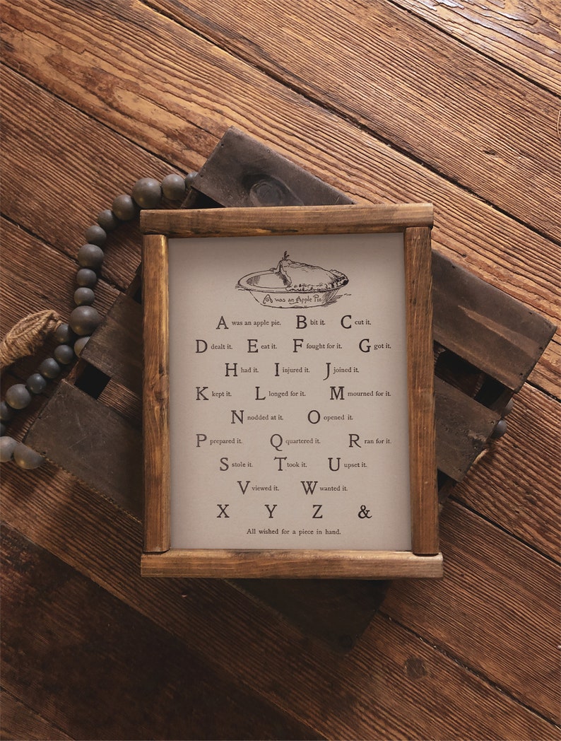 Alphabet Illustration Nursery Wall Art, Vintage Black & White ABC ...