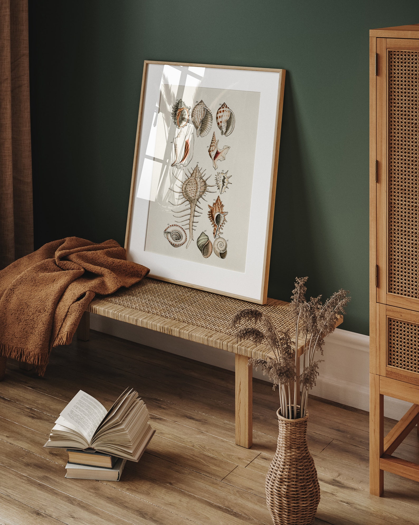 Vintage Shell Artwork, Art Gallery SET of Two Seashell Watercolor ...