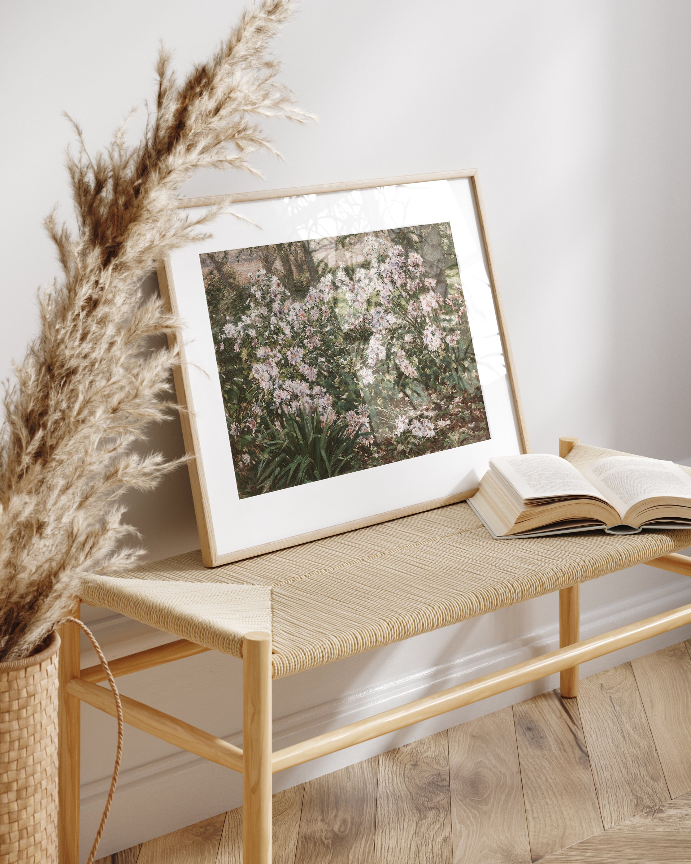 Vintage Spring Flowers Landscape Painting, English Cottage Garden ...