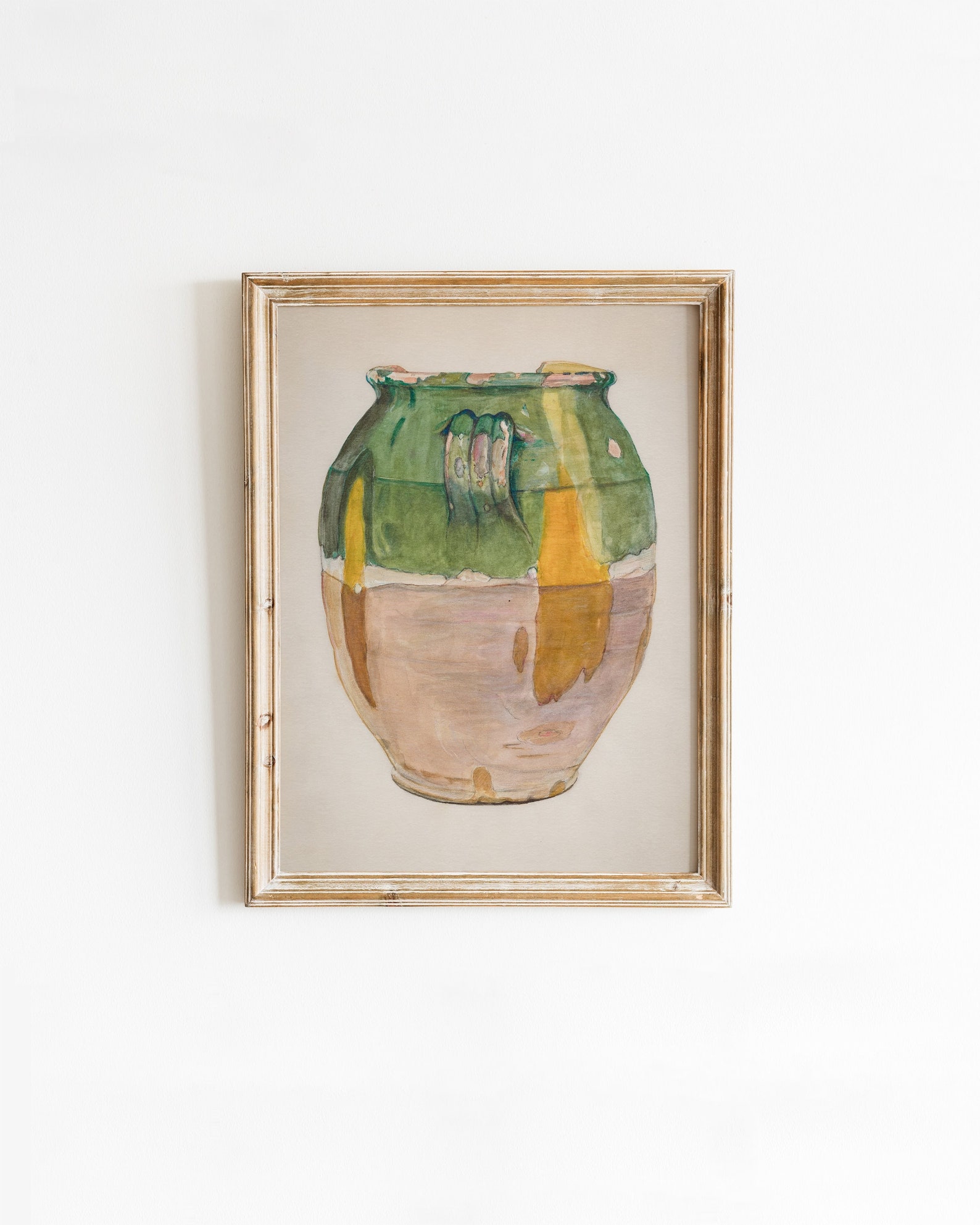 Clay Flower Jar Watercolor Still Life Painting, Americana Ceramic Art ...