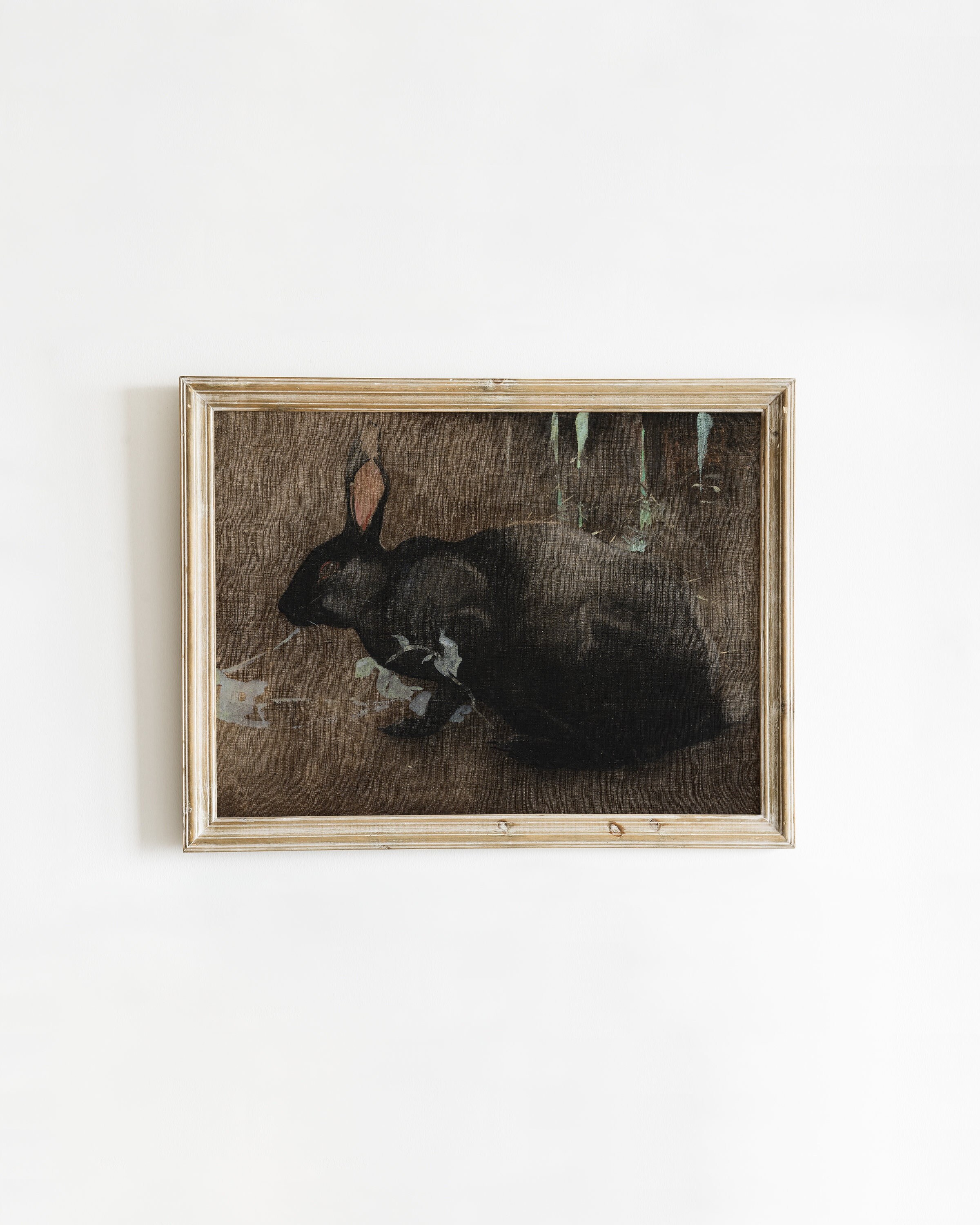 Vintage Black Rabbit Painting Cottagecore Aesthetic Printable Art, Pink ...