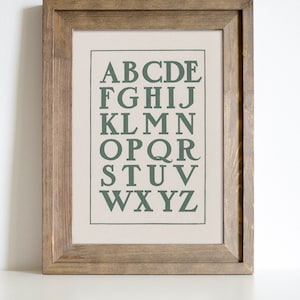 Vintage ABC Poster Print, Sage Green Alphabet Chart, Nursery Letter ...