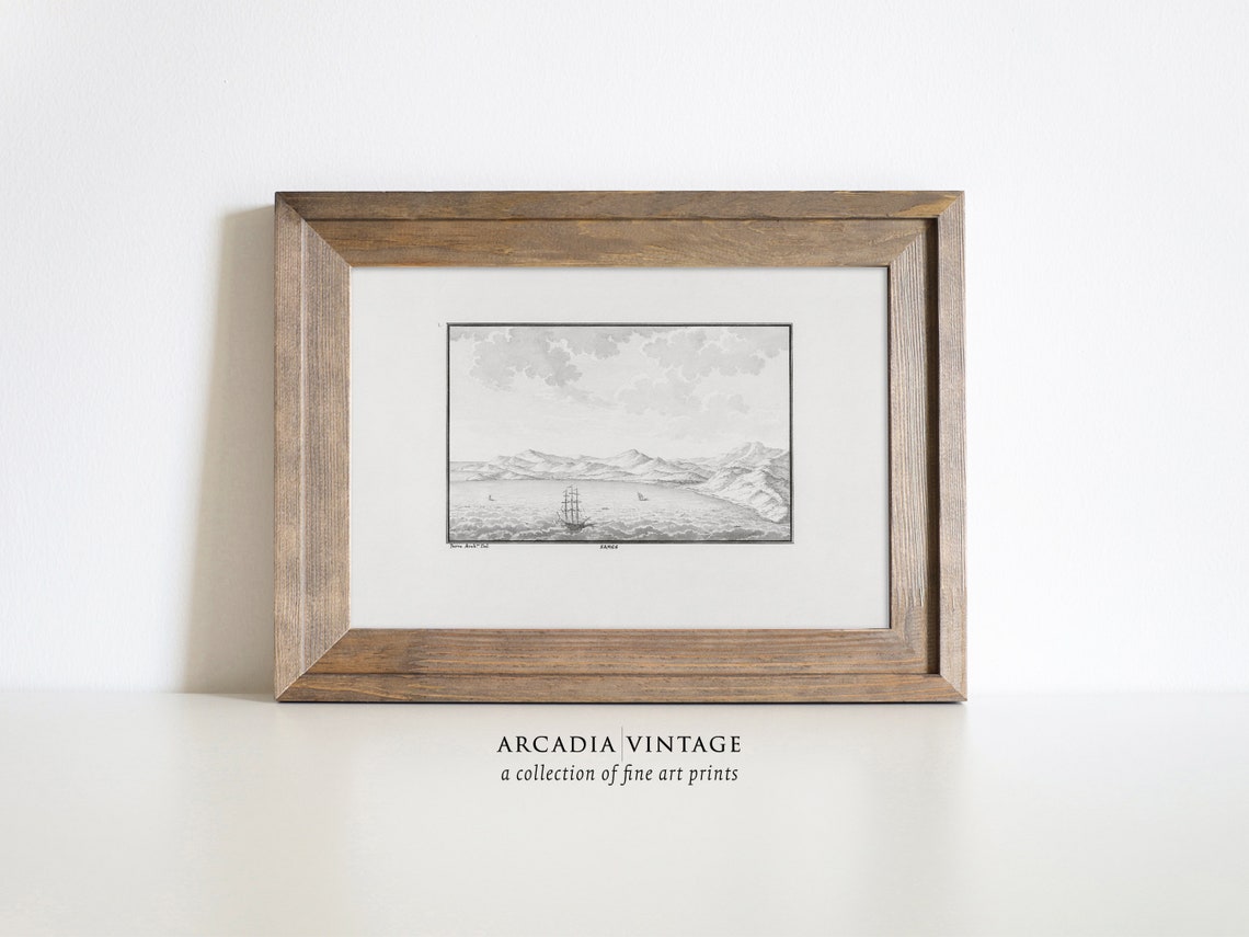 Classic Nautical Etchings Gallery SET of Two Vintage Seascape Art ...