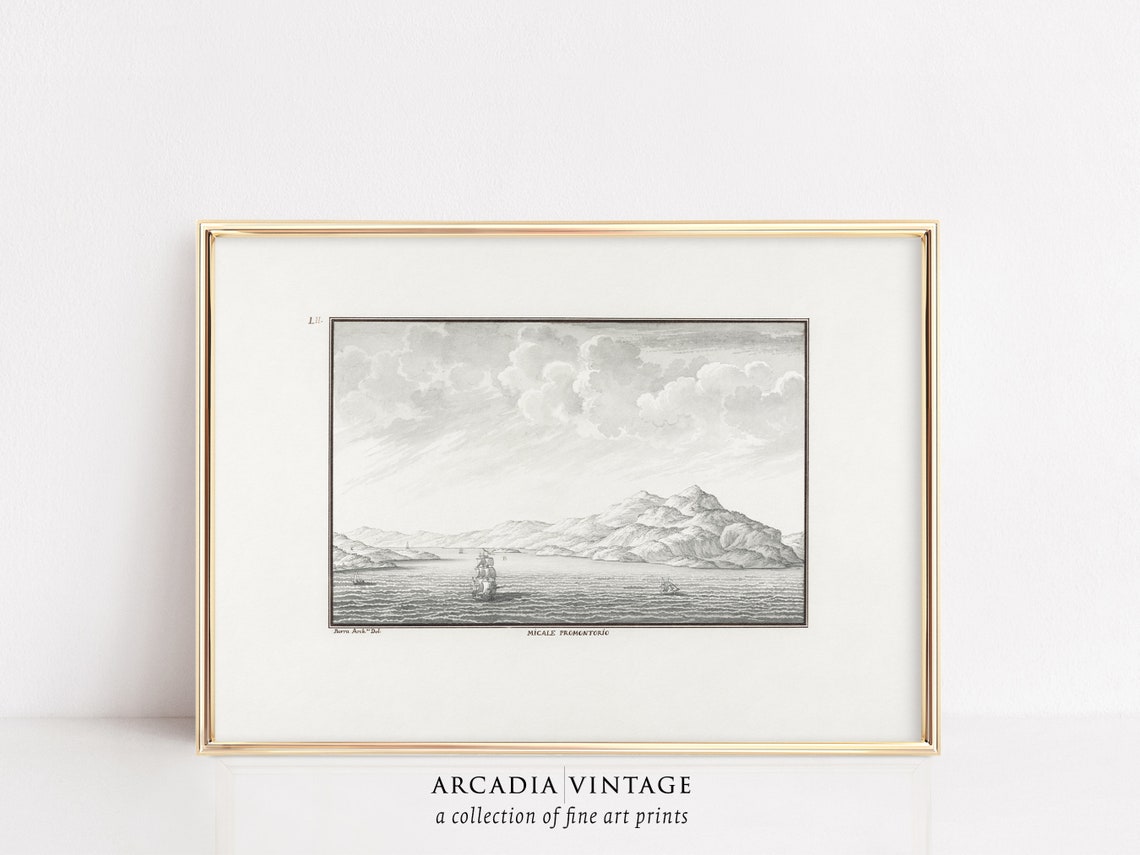 Classic Nautical Etchings Gallery SET of Two Vintage Seascape Art ...