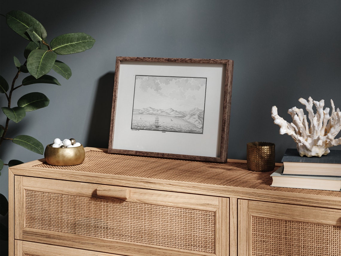 Classic Nautical Etchings Gallery SET of Two Vintage Seascape Art ...