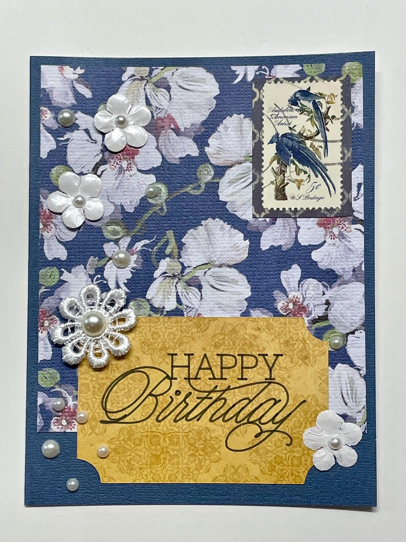 Birthday Card Made With Vintage Postage Stamp From the United States - Etsy