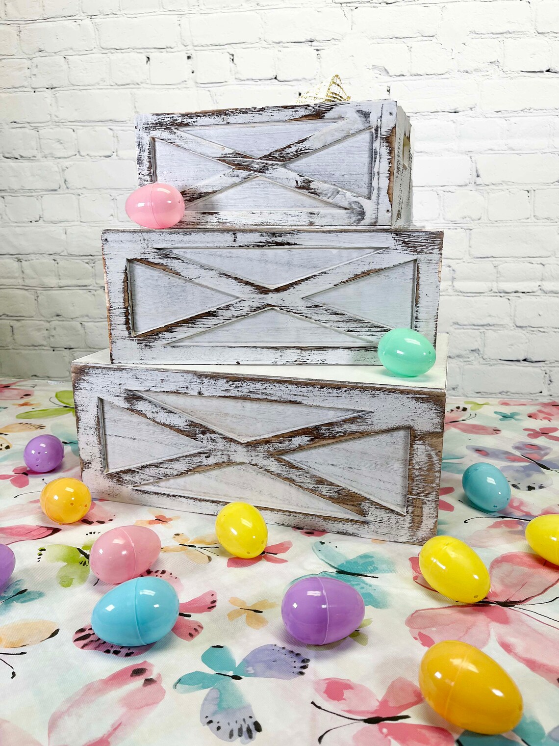 Rustic Nesting Wooden Crates Decorative Box, Achromatic Barn Door - Etsy