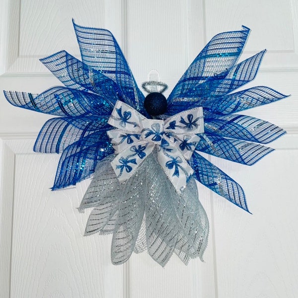 Blue Silver Angel Tree Topper - Etsy