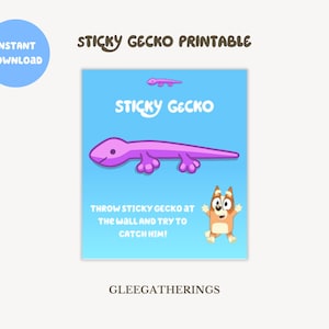 Sticky Gecko Bluey Party Favors | Digital Download | DIY Printable Kids ...
