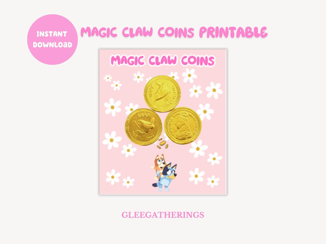 Magic Claw Coins Pinky Favor | Instant Download for a Pink-themed Bluey ...