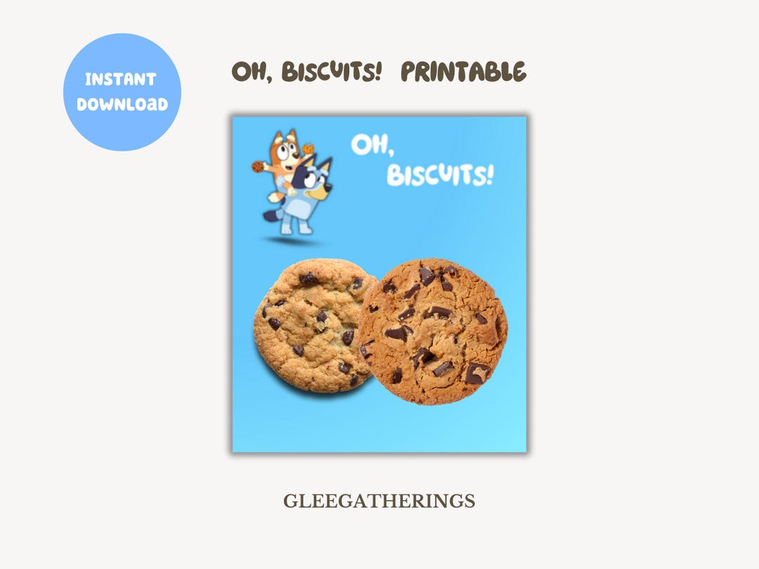 Bluey "oh Biscuits" Tag Party Favors | Digital Download - Etsy