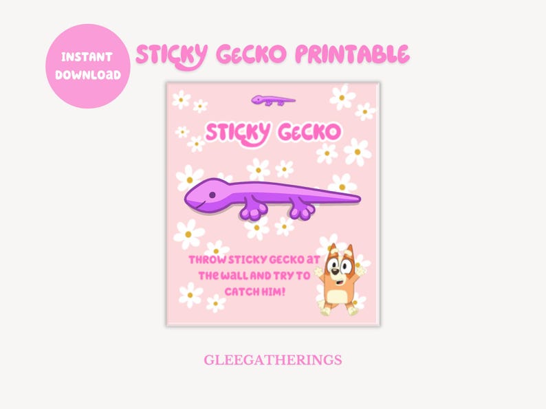 Magic Sticky Gecko Pinky Favor | Instant Download for a Pink-themed ...