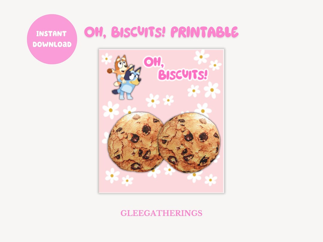 Bluey Oh, Biscuits! Pink-themed Party Favor Printable | Instant ...