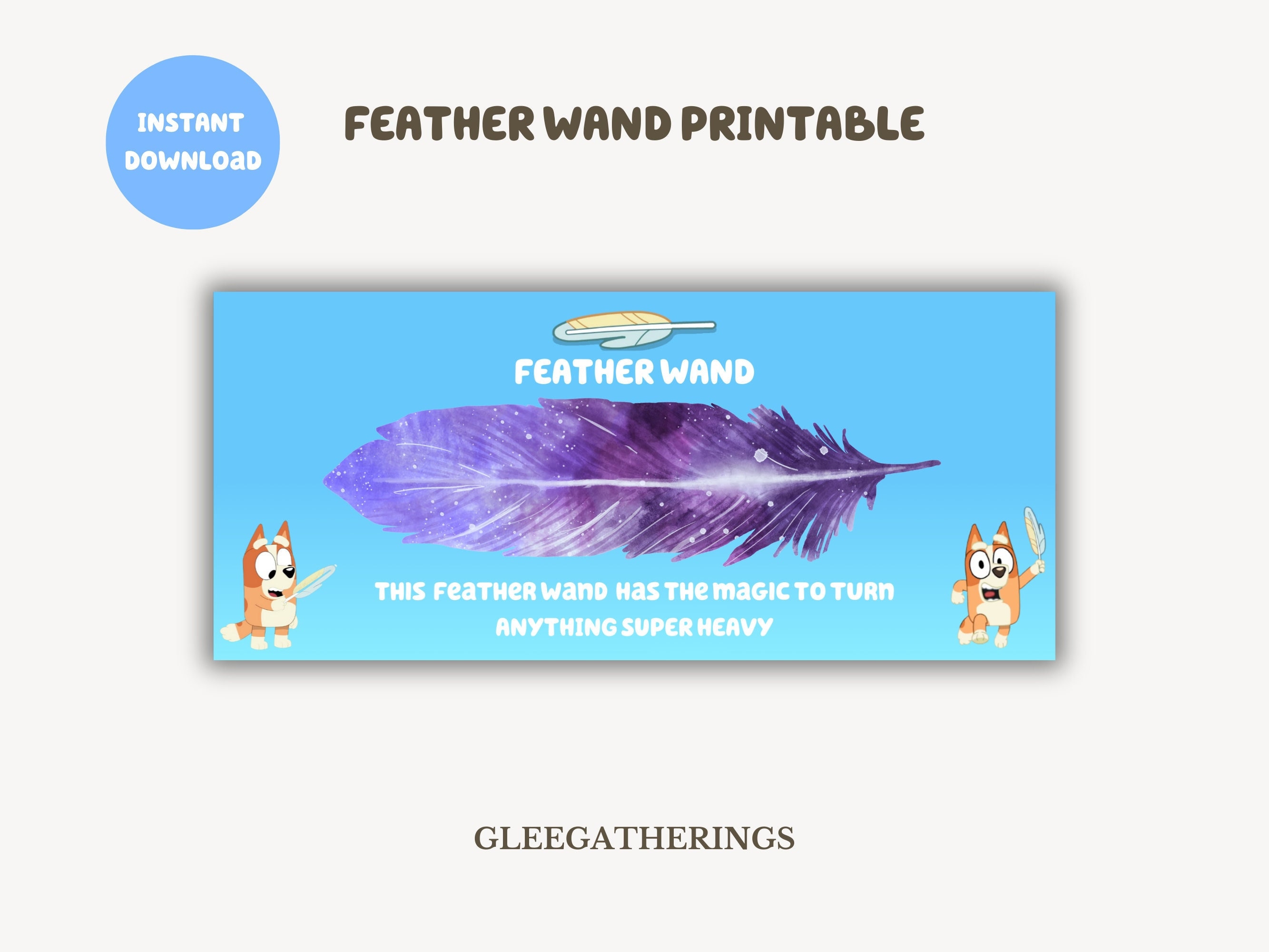 Feather Wand Party Favor Printable | Bluey | Bluey Party Decorations ...