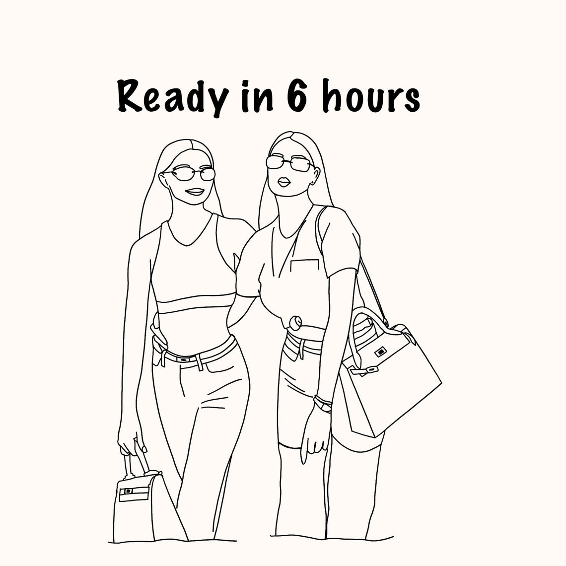 Line Drawing Family Portrait, Line Art Drawing Best Friend, Custom Line ...