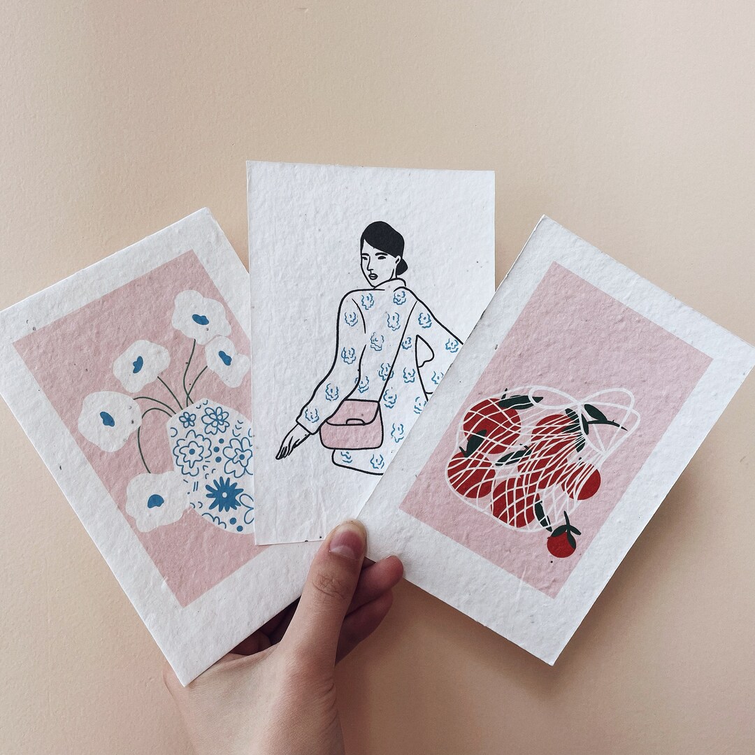 Plantable Postcards, Wildflower Seed Paper Postcards, Set of 3, Spring Postcards, Seed Paper ...