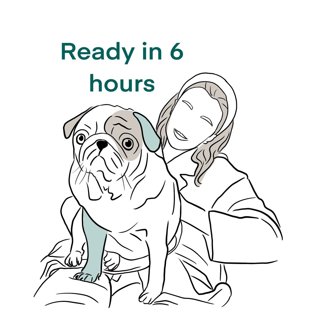 Pet Line Drawing, Pet Illustration From Photo, Pet Illustration, Line ...