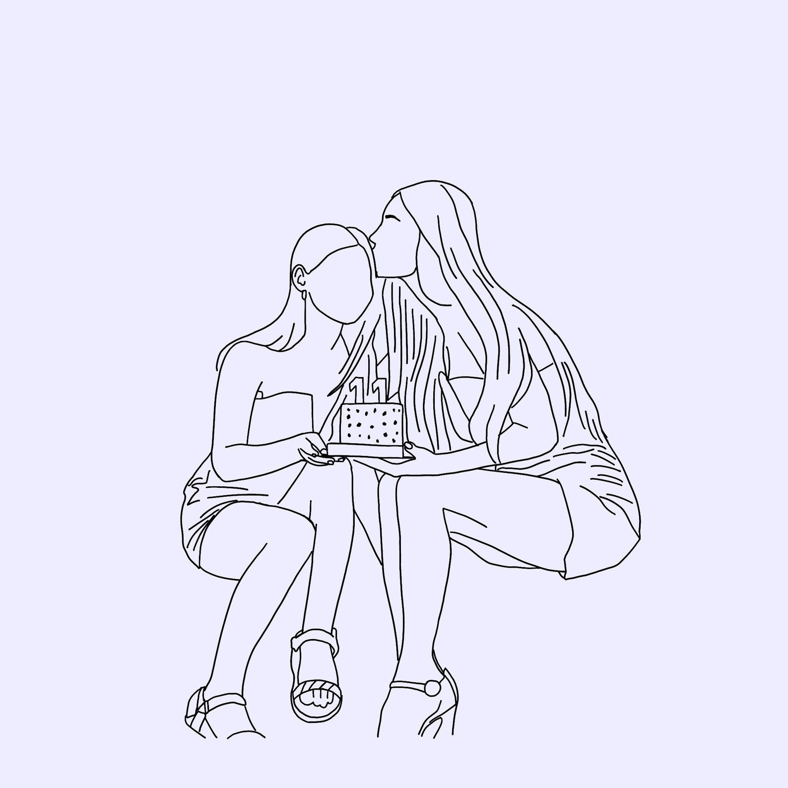 Line Drawing Family Portrait, Line Art Drawing Best Friend, Custom Line ...