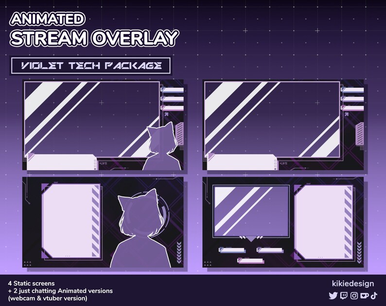Animated Overlay "violet Tech" | Technological Streaming Screen Twitch ...