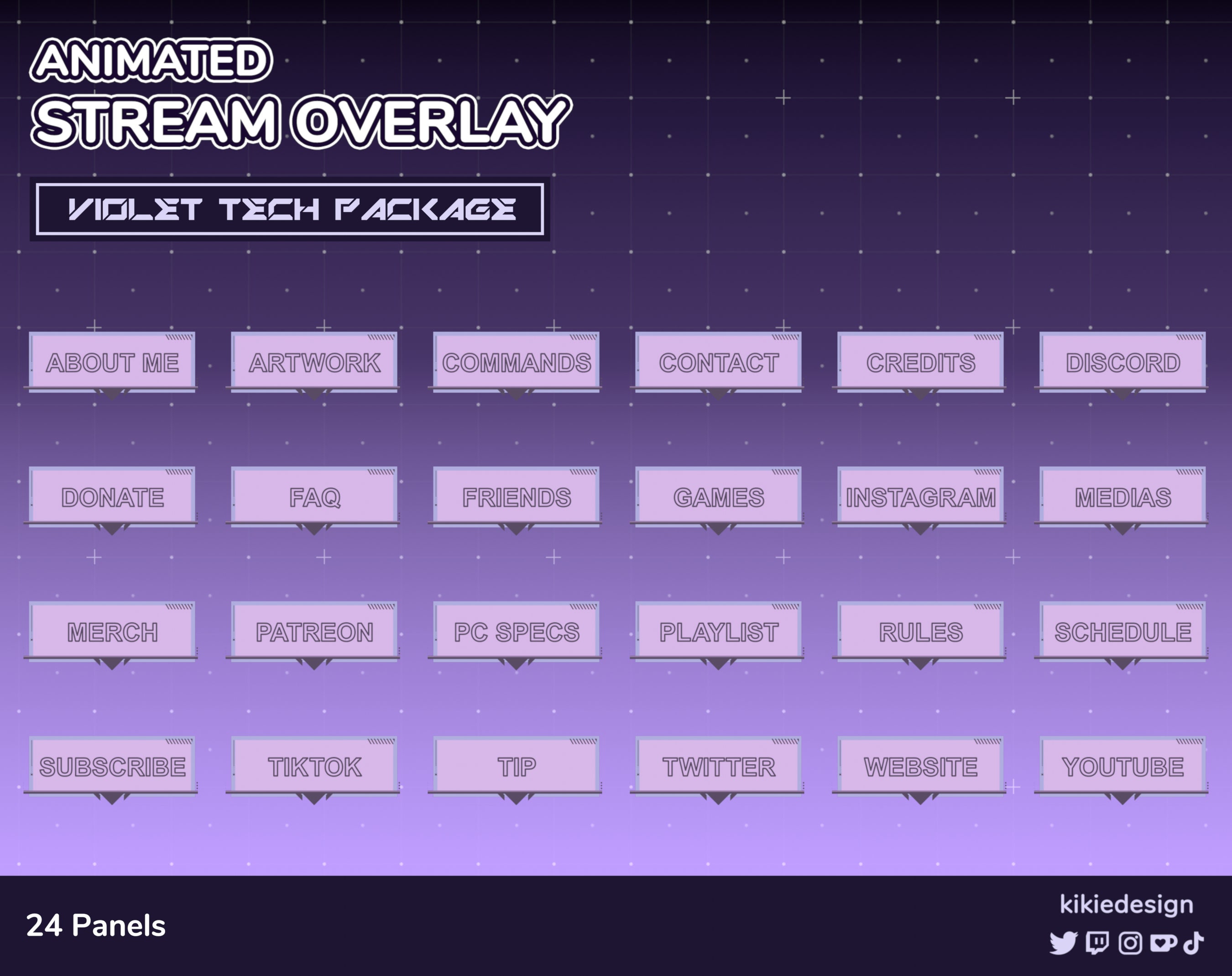 Animated Overlay "violet Tech" | Technological Streaming Screen Twitch ...