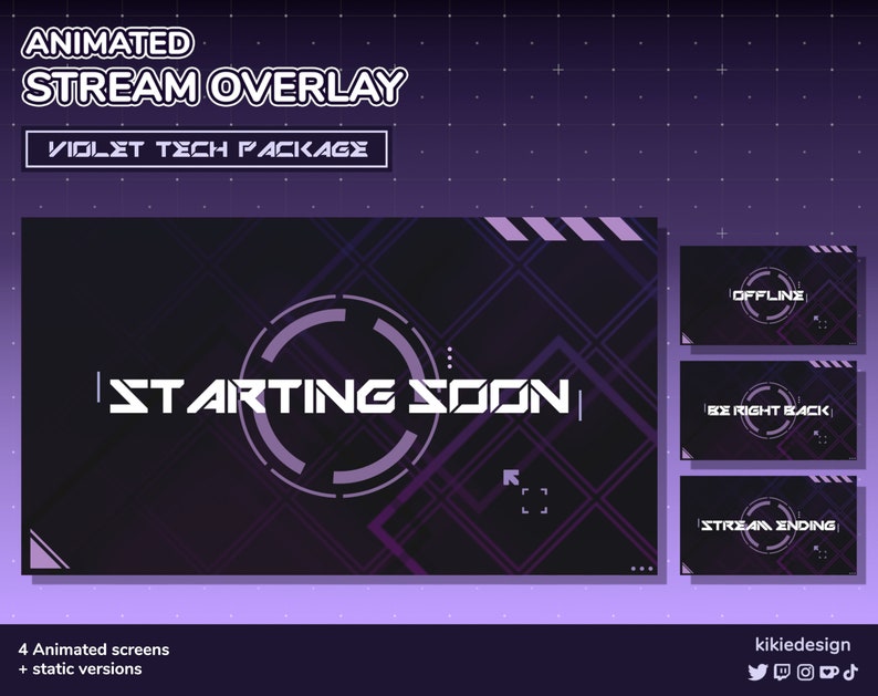 Animated Overlay "violet Tech" | Technological Streaming Screen Twitch ...