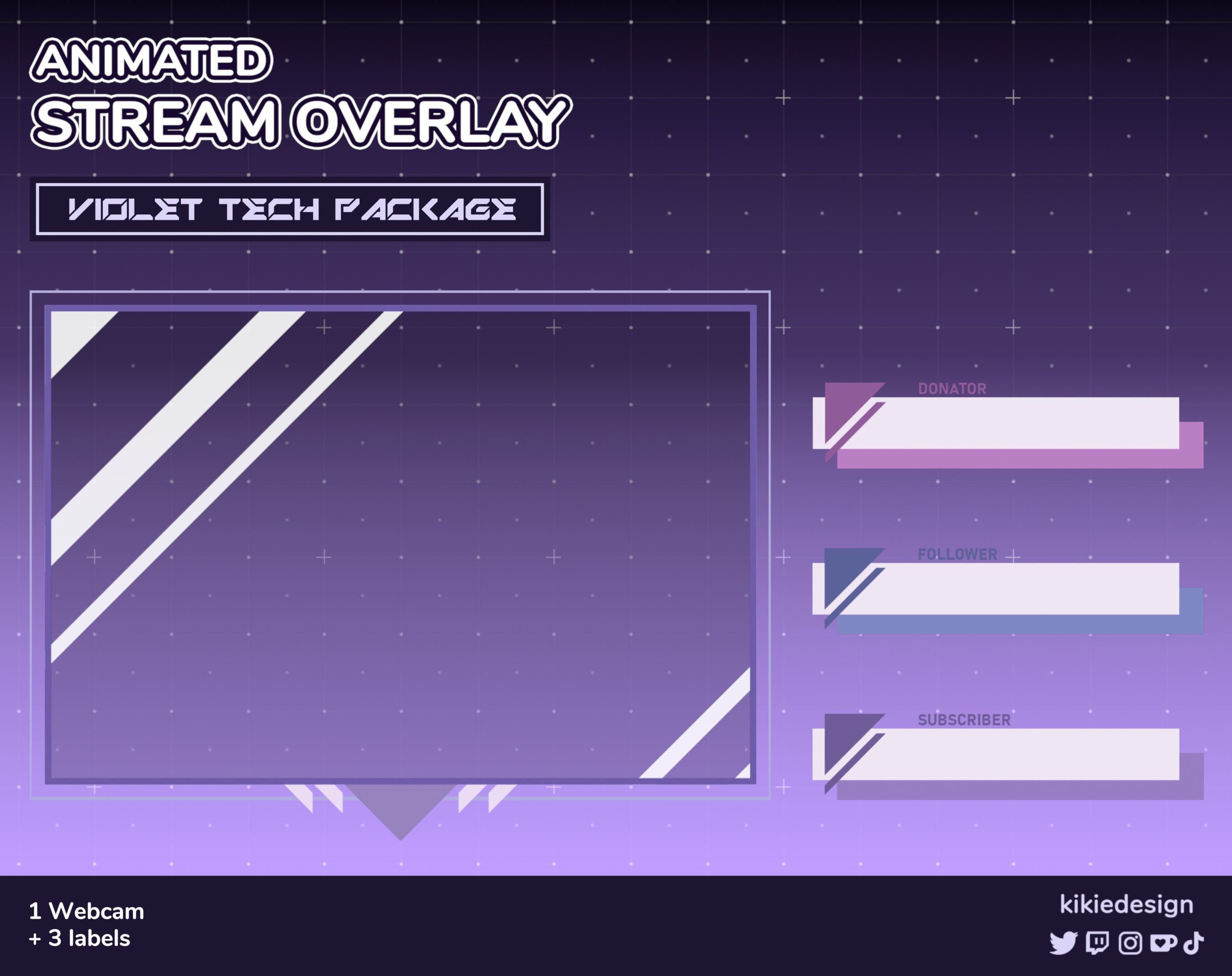 Animated Overlay "violet Tech" | Technological Streaming Screen Twitch ...