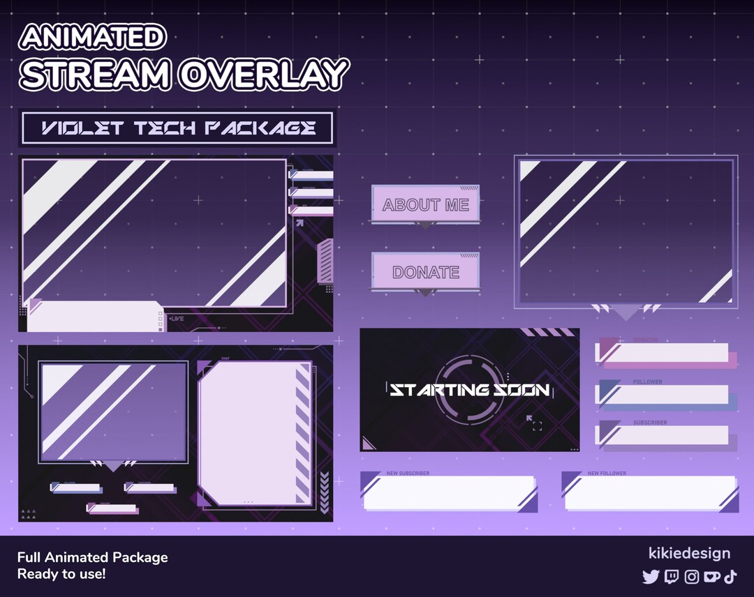 Animated Overlay "violet Tech" | Technological Streaming Screen Twitch ...