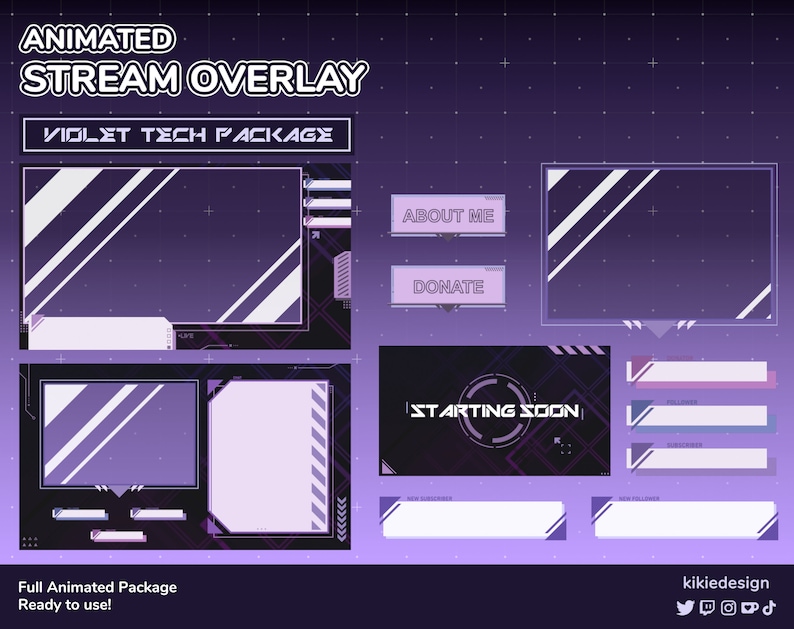 Animated Overlay "violet Tech" | Technological Streaming Screen Twitch ...