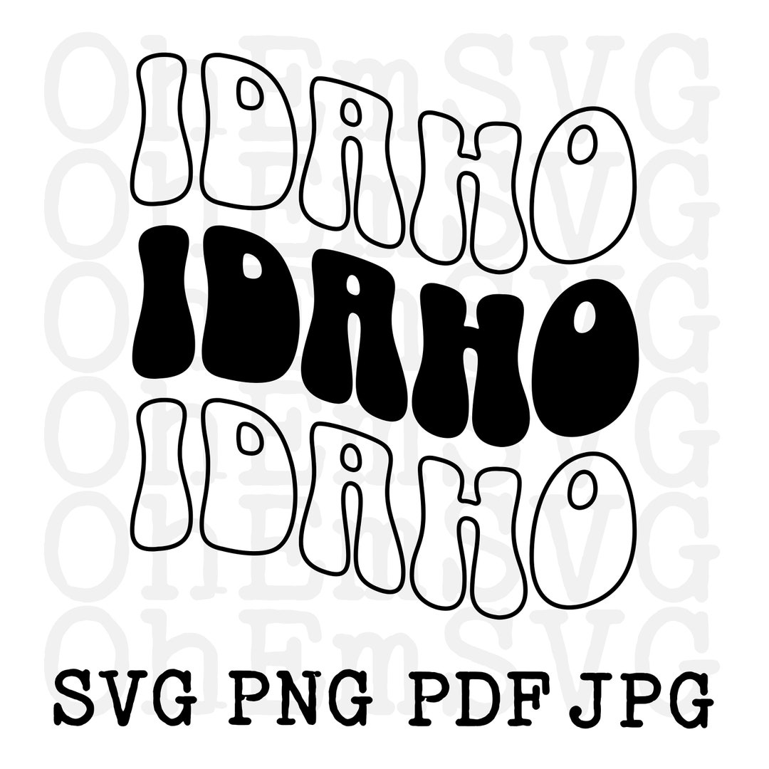 Wavy Idaho SVG Digital Download, Cute Retro Idaho Wavy Font Print on ...