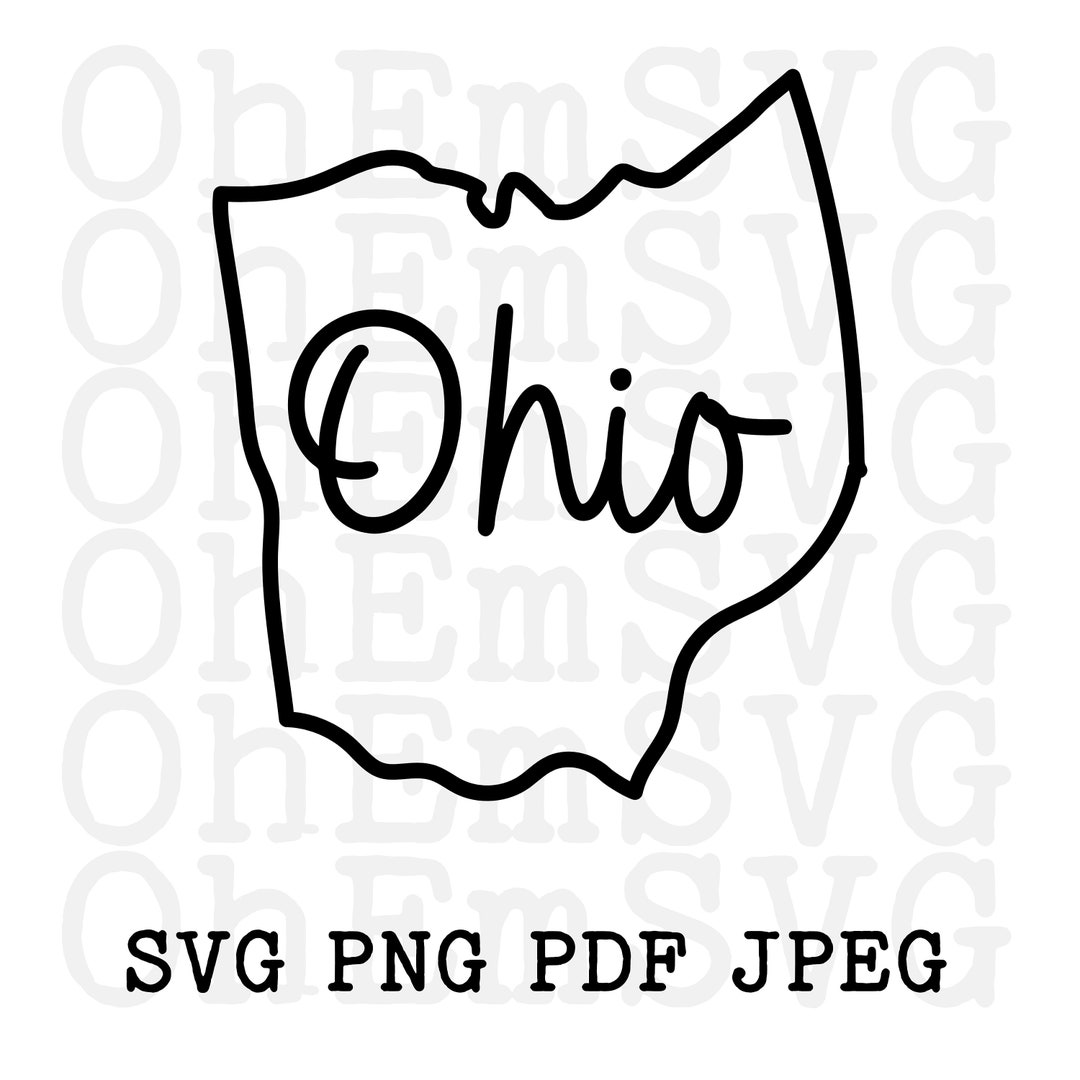 Ohio Outline SVG Digital Download, Cute Retro Ohio Block Font Print on ...