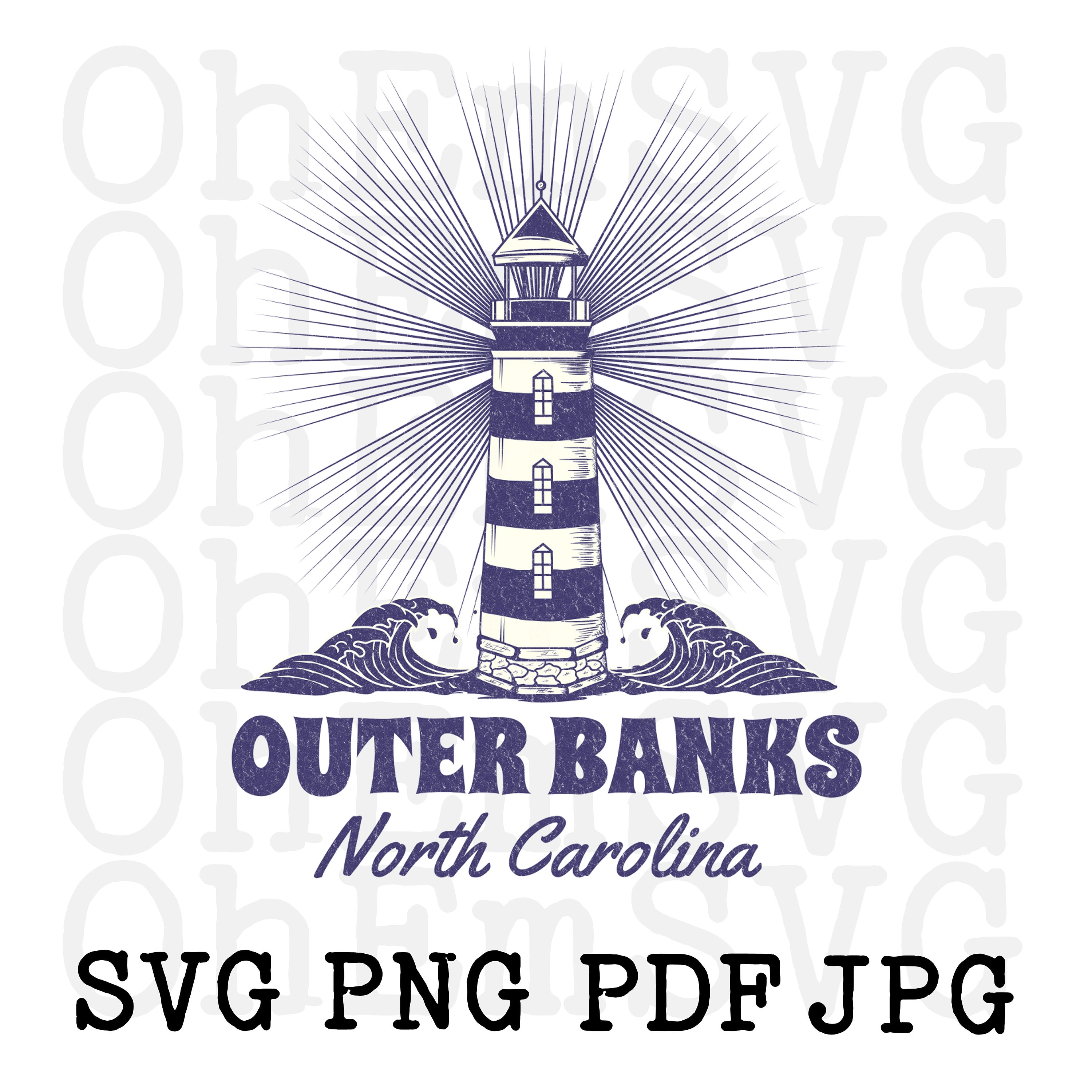 Outer Banks Lighthouse SVG Digital Download, Cute Outer Banks Print on ...