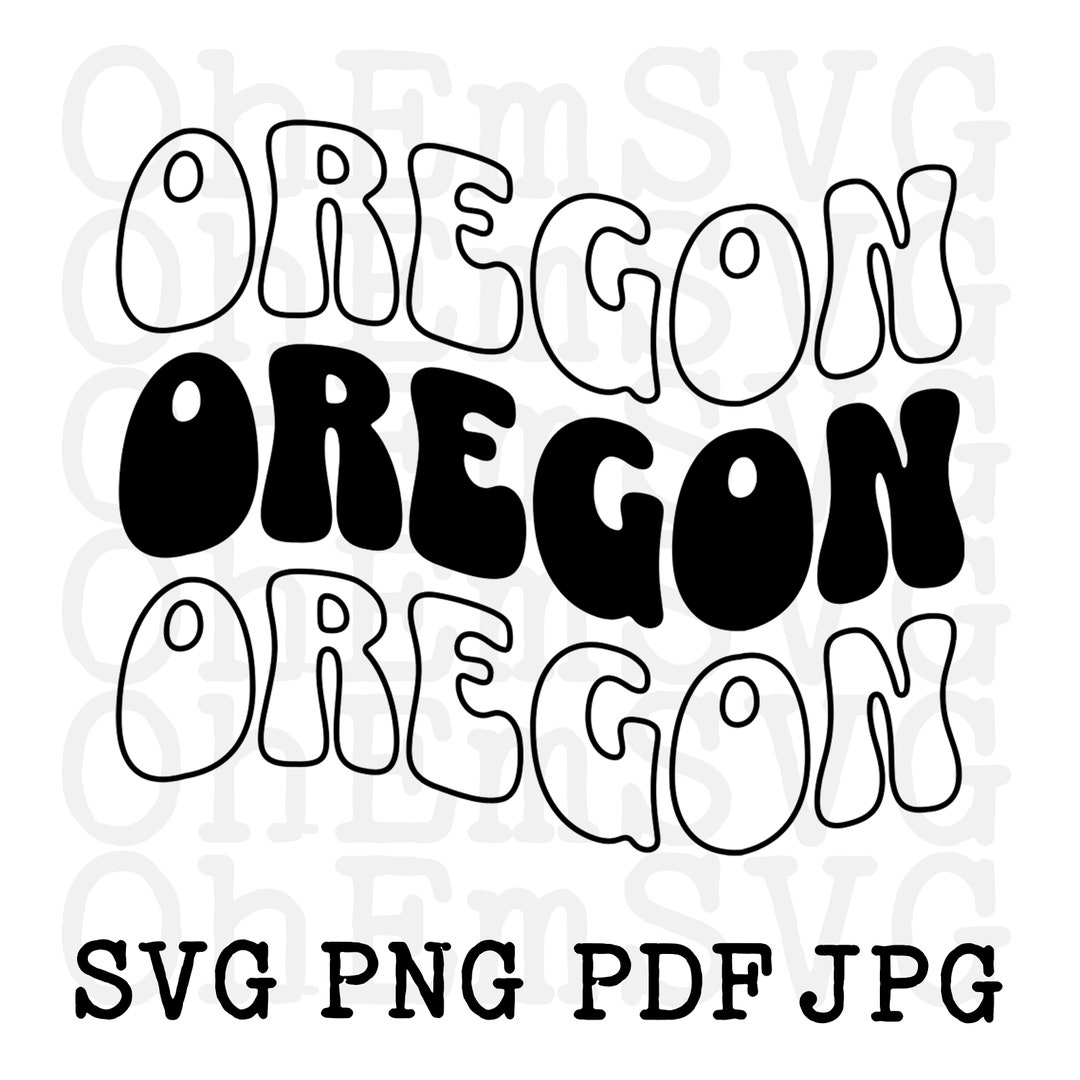Wavy Oregon SVG Digital Download, Cute Retro Oregon Wavy Font Print on ...
