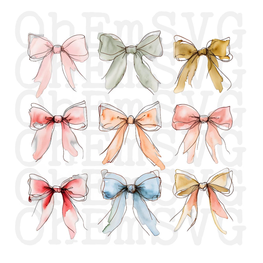 Watercolor Bows PNG: Dainty Bow Design (digital Download) - Etsy
