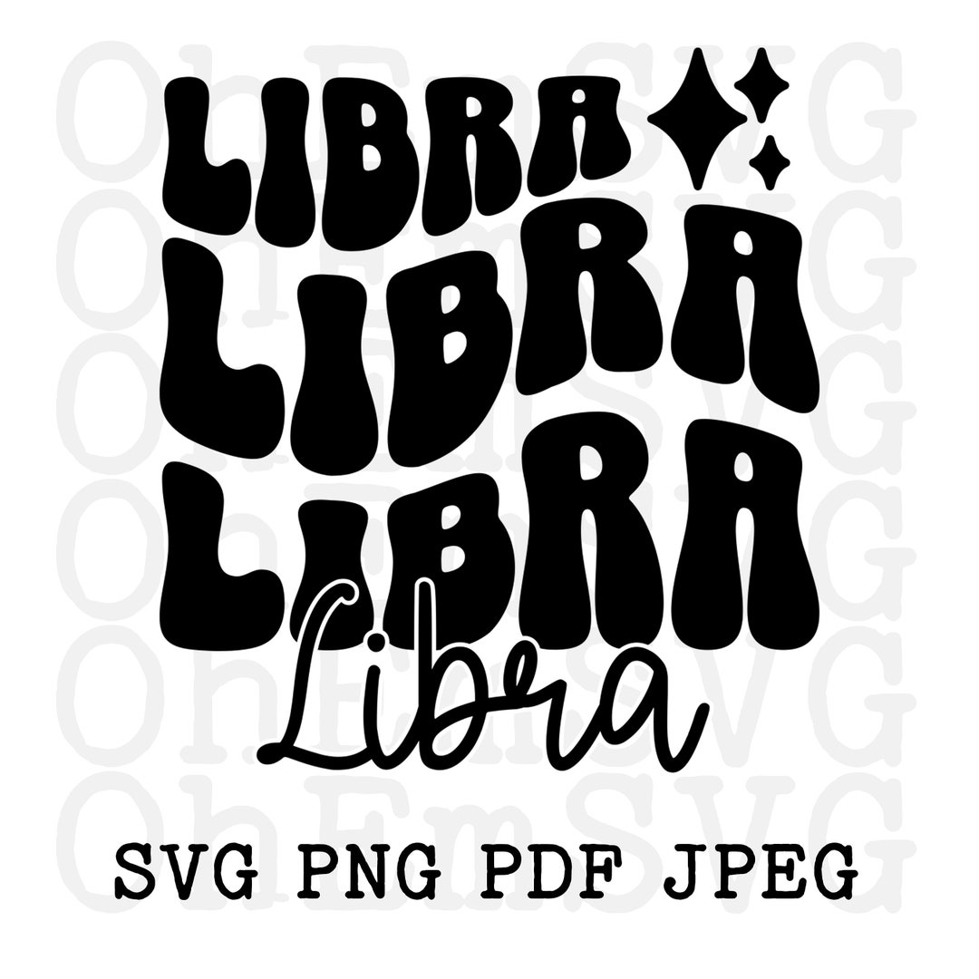Wavy Libra SVG Digital Download, Cute Wavy Retro Libra Zodiac Sign Font ...