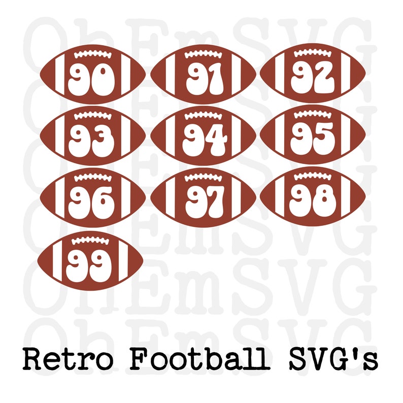 Retro Football Numbers SVG Digital Download, Cute Football Player Team ...